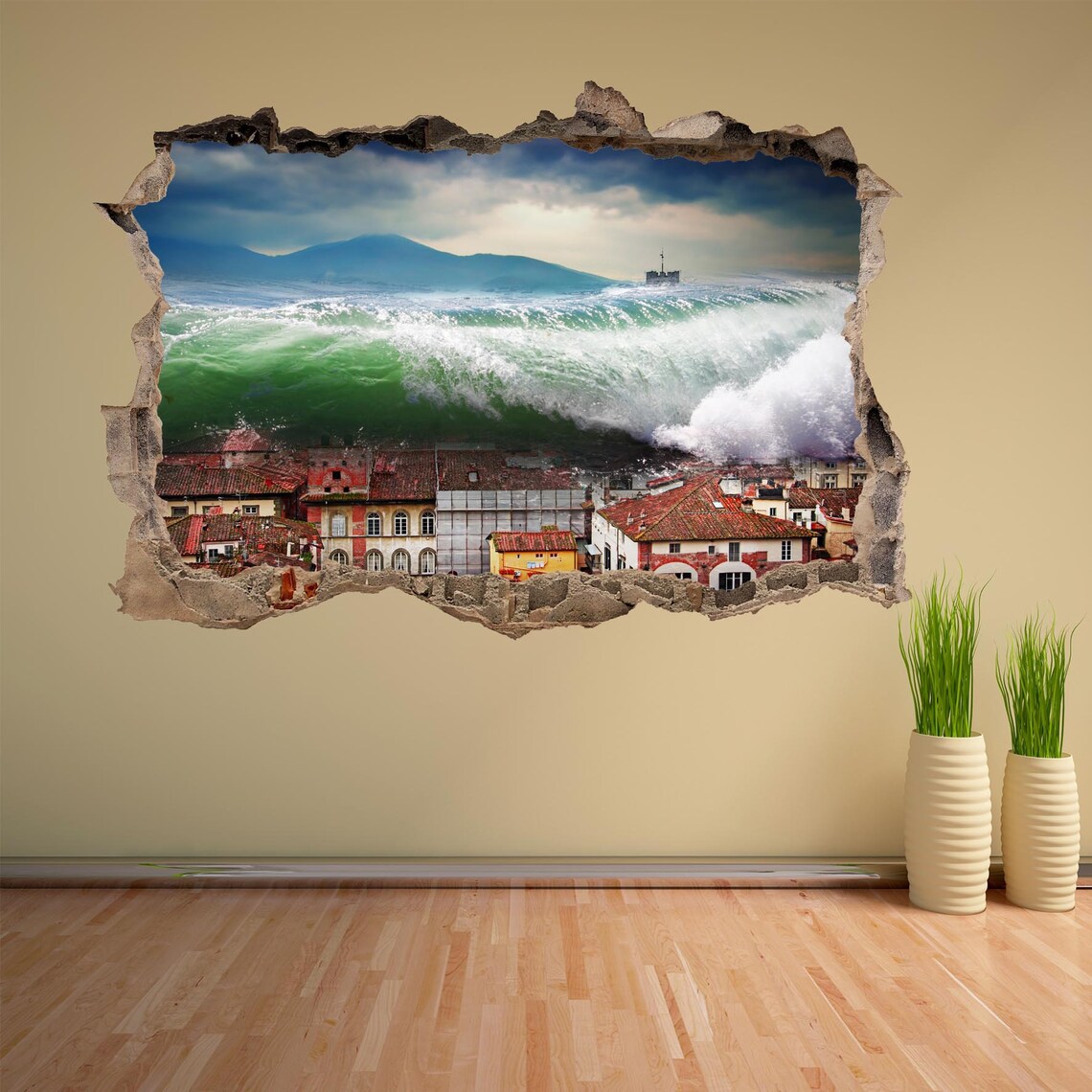 Tsunami Waves Wall Decal Sticker Mural Poster Print Art Home - Etsy UK