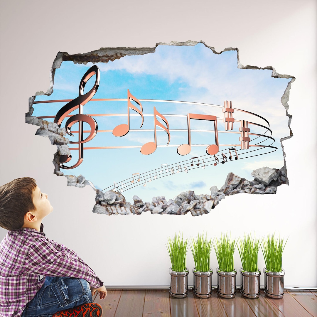 Musical Notes Wall Decal Sticker Mural Poster Print Art Kids Room Decor ...