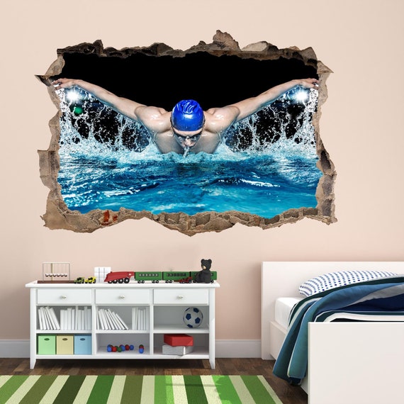 Nageur Piscine Mur Décalcomanie Autocollant Mural Imprimer Art - Etsy ...
