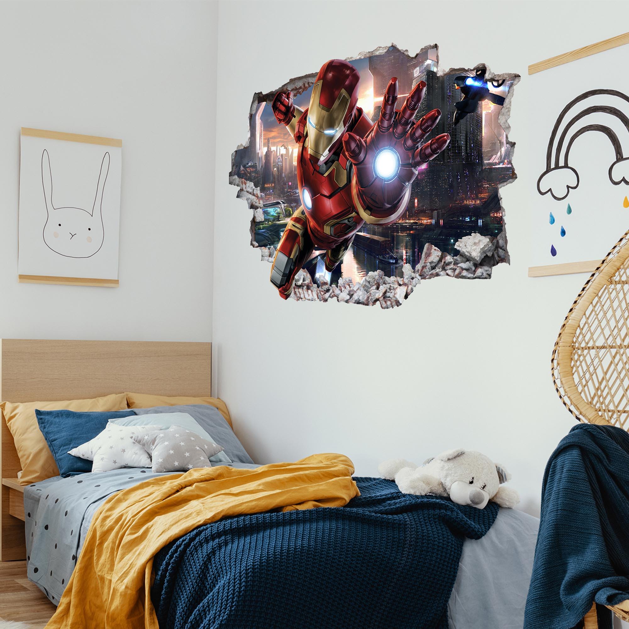 Iron Man Wall Decal Sticker for Kids Bedroom | Superhero Wall Art Mural ...