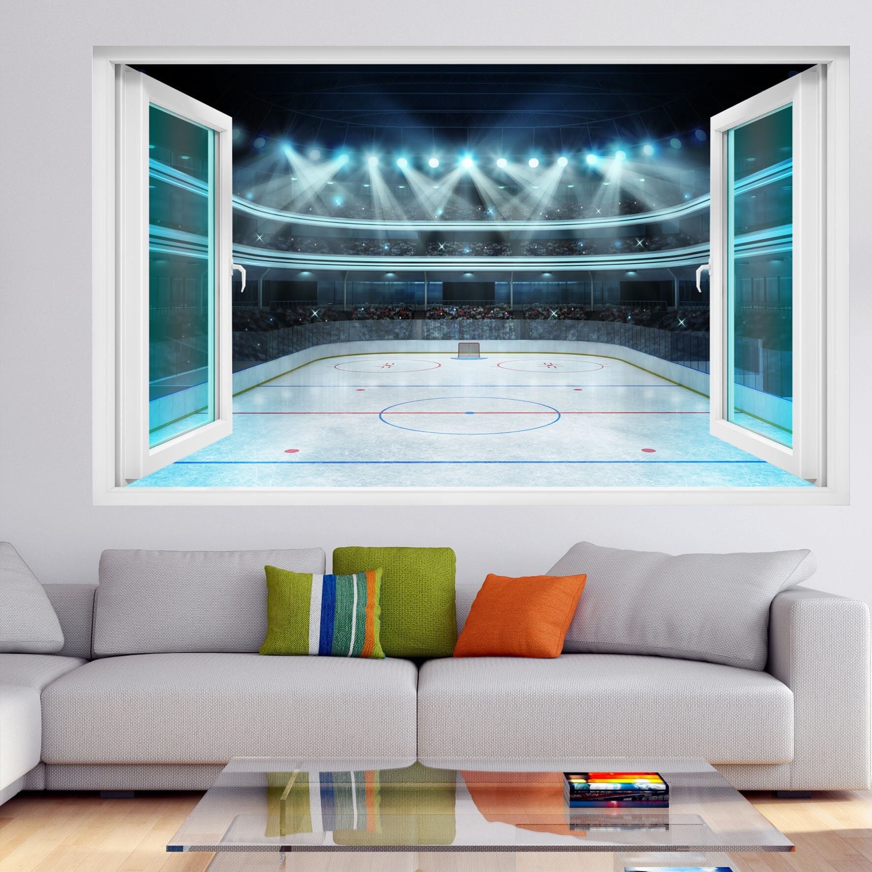Ice Hockey Rink Arena Lights Wall Decal Sticker Mural Poster Print Art ...