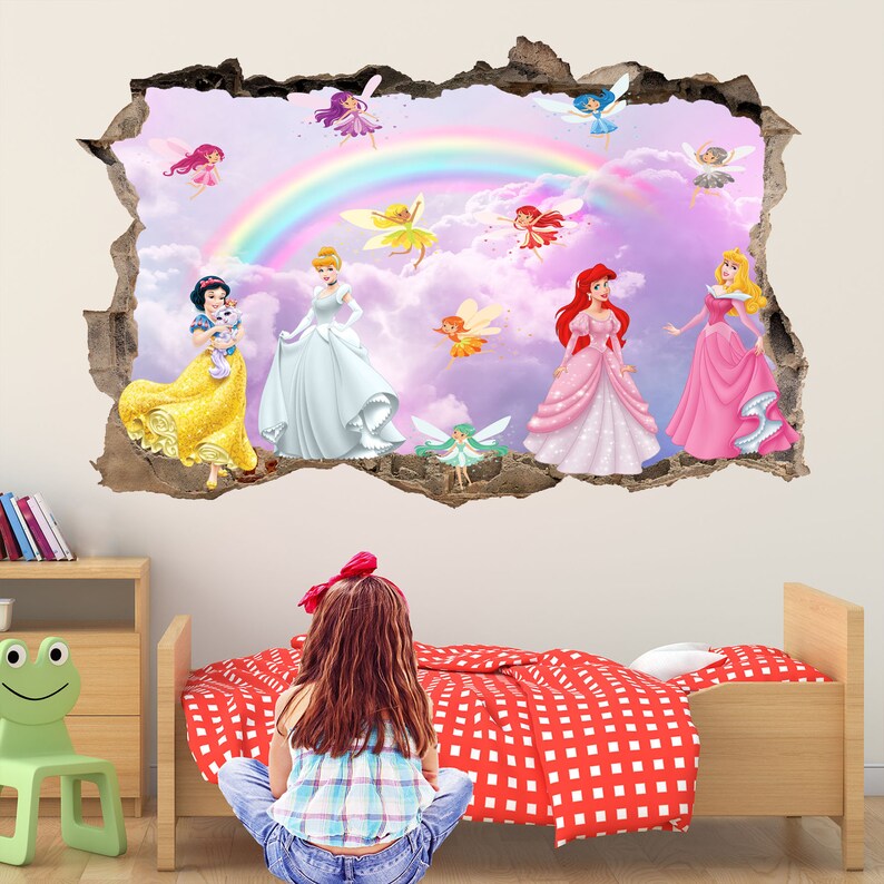 Princess Cinderella Fairytale Rainbow Wall Decal Sticker Mural Poster ...