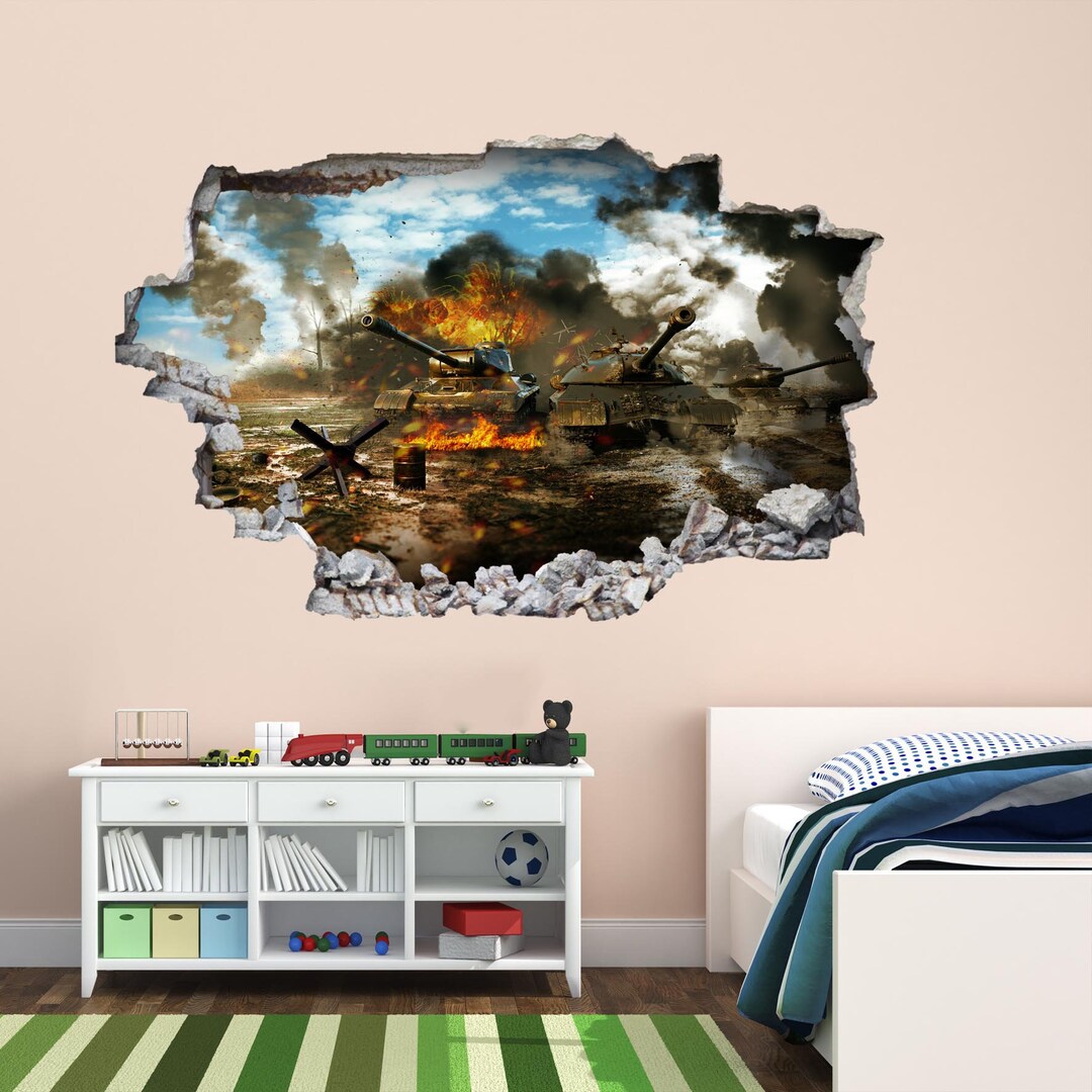Tank Wall Decal Sticker Mural Poster Print Art Home Decor Army Battle ...