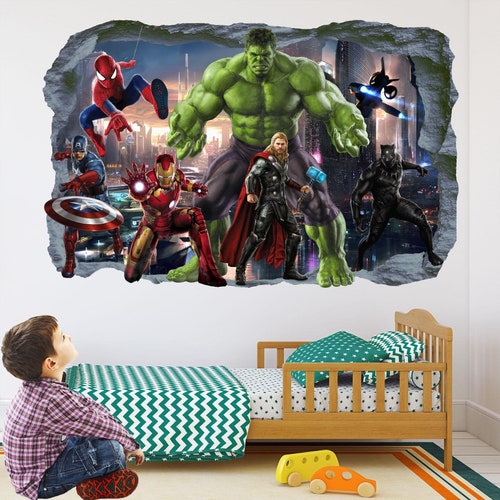 Avengers Superhero Wall Decal Sticker Mural Poster Print Art - Etsy