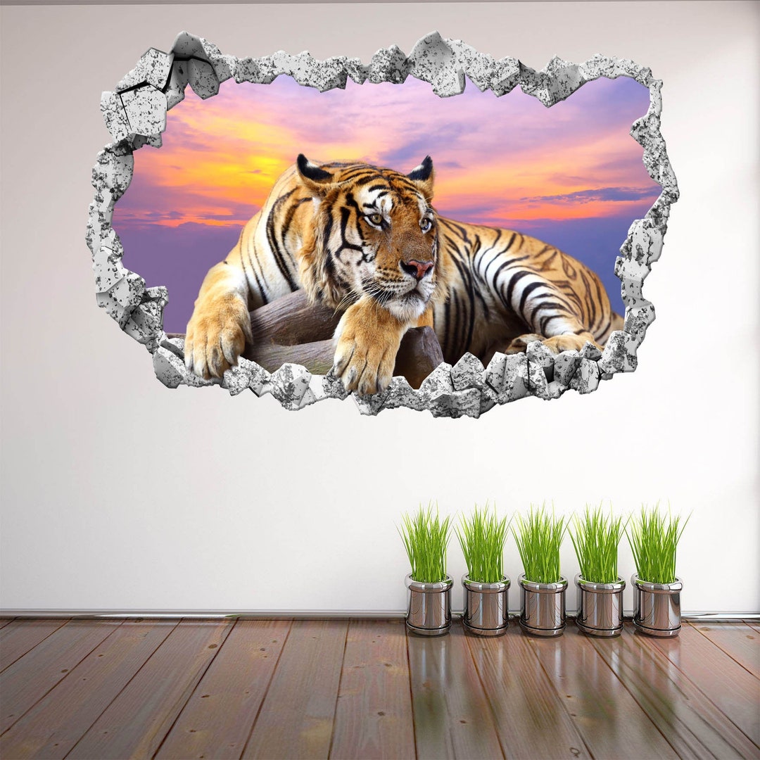 Tiger Wall Decal Sticker Mural Poster Print Art Home Decor Wild Animal ...