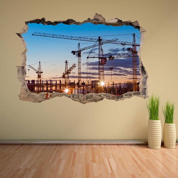 Tower Crane Sticker Height Kids Wall Sticker Tower Crane — Off The