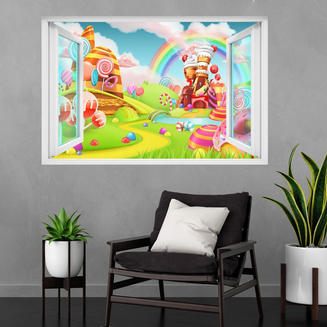 Candy Land Rainbow Sweet Wall Decal Sticker Mural Poster Print Art Kids ...