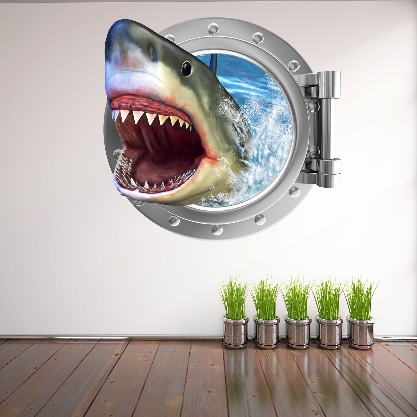 Shark Porthole Wall Decal Sticker Mural Poster Print Art Kids Bedroom ...