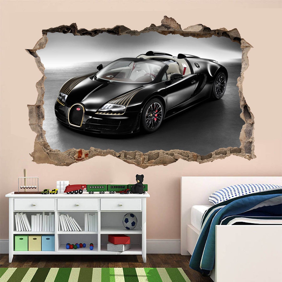 Supercar Sports Car Black Bugatti Veyron Wall Sticker Mural Decal ...