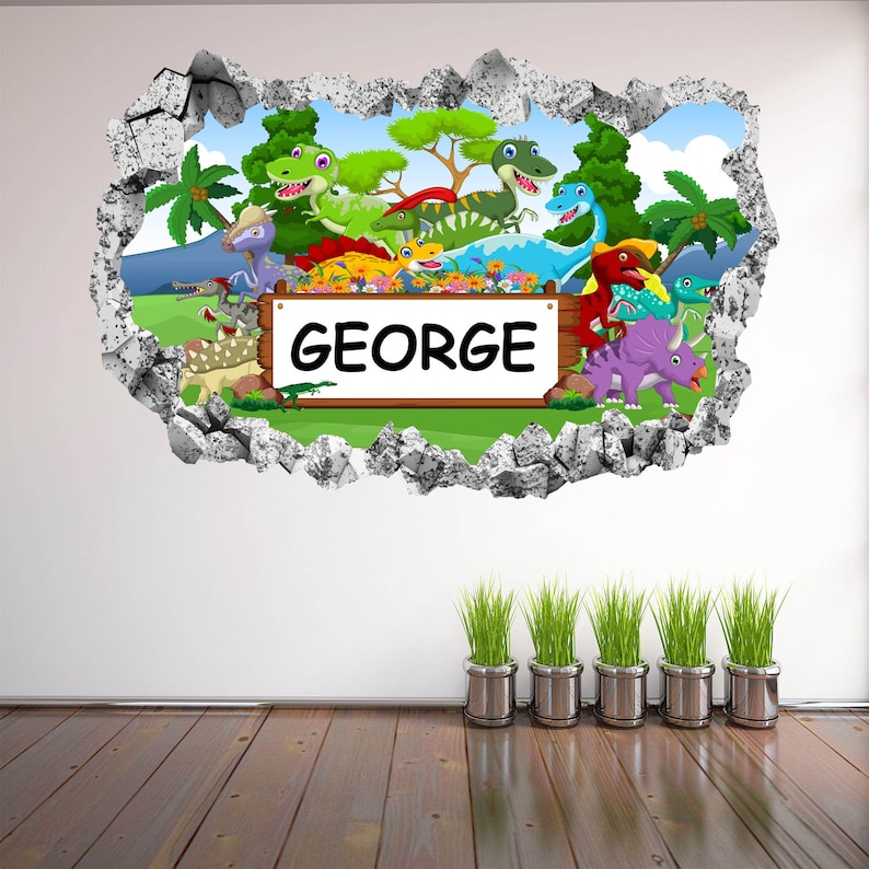 Dinosaurs Personalised Name Wall Decal Sticker Mural Poster | Etsy