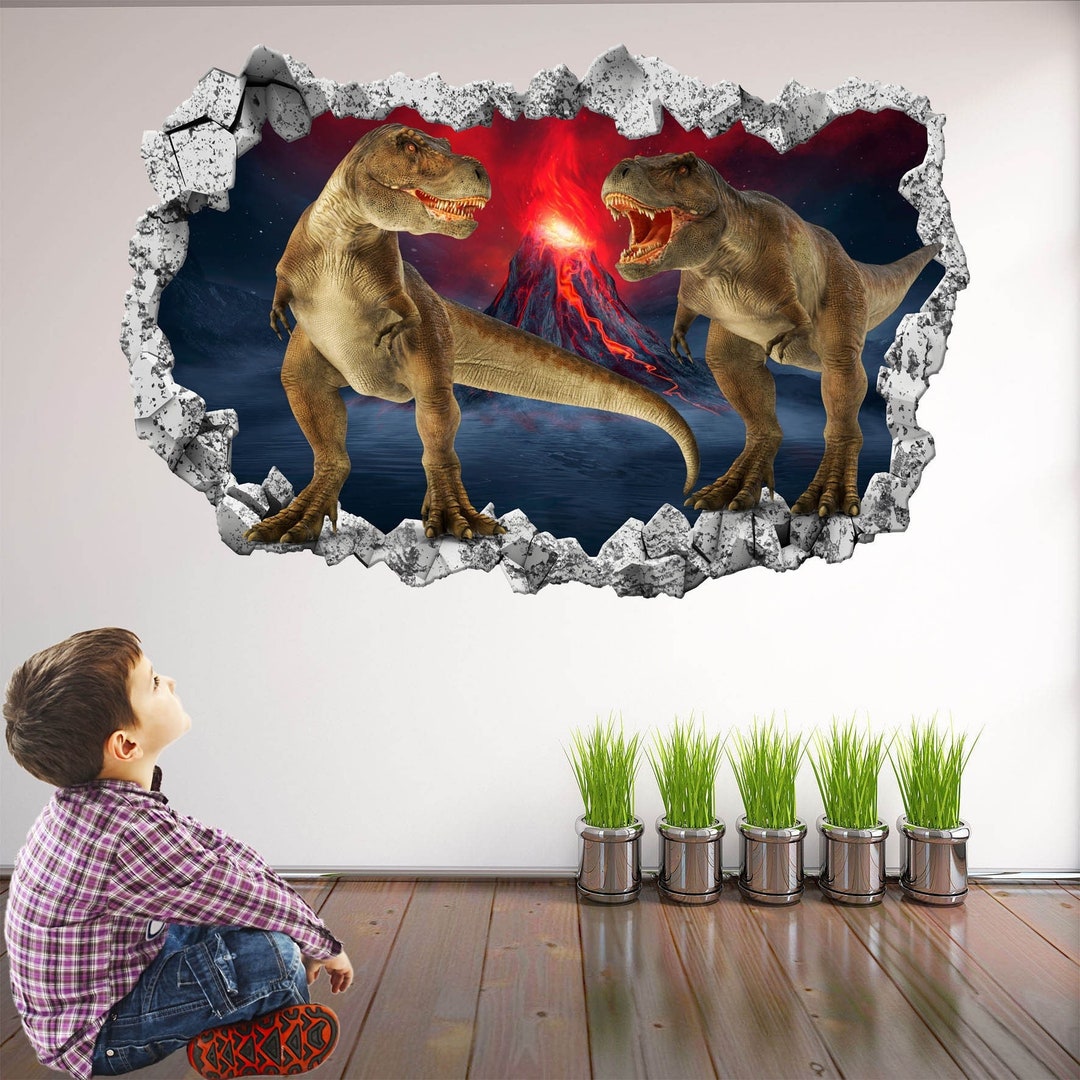 Dinosaurs Volcanic Eruption Wall Decal Sticker Mural Poster Print Art ...