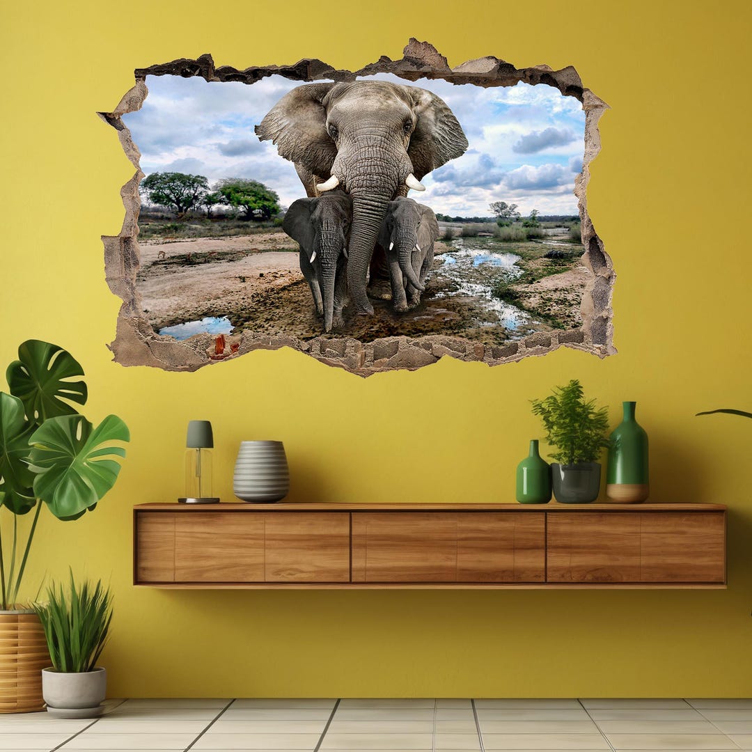 Elephants African Wildlife Wall Decal Sticker Mural Poster Print Art ...