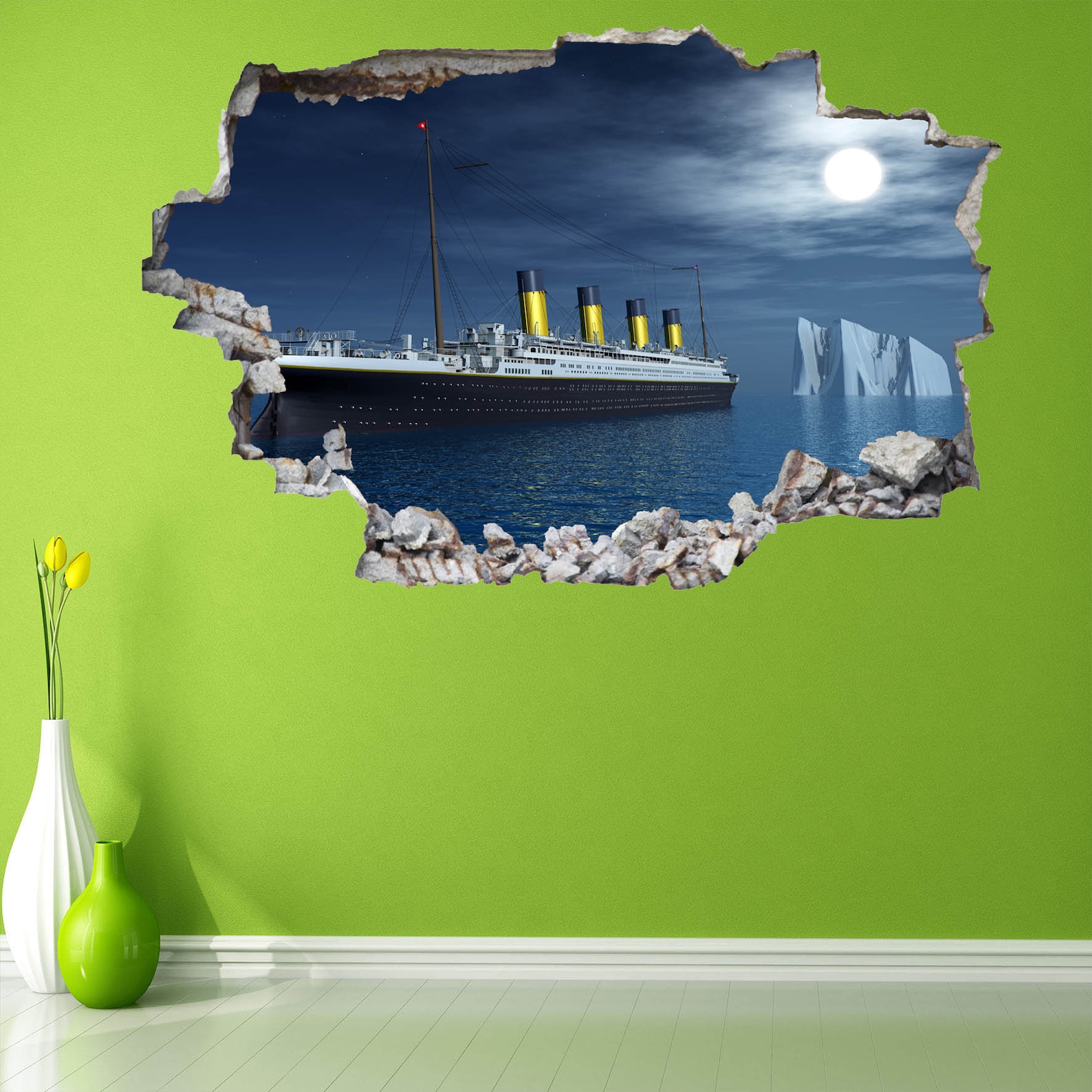 Titanic Iceberg Wall Sticker Mural Decal Print Art Moon Ocean - Etsy