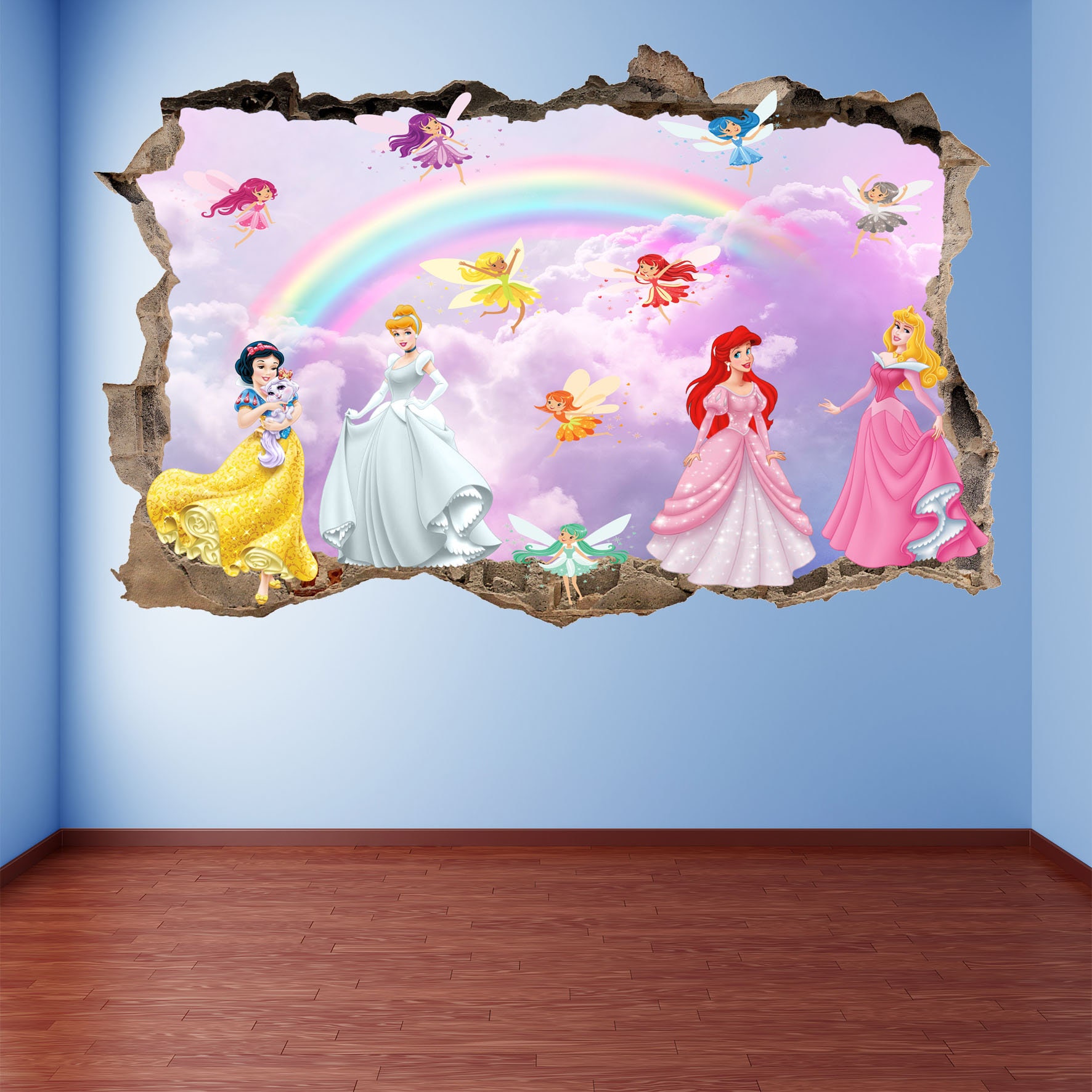 Princess Cinderella Fairytale Rainbow Wall Decal Sticker Mural Poster ...
