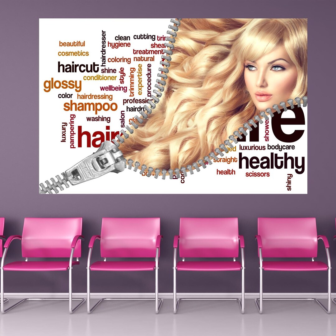 Hair Care Word Cloud Beauty Salon Wall Decal Sticker Mural Poster Print ...