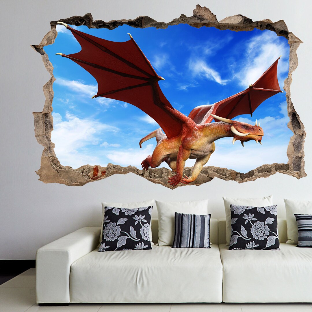 Dragon Fantasy Wall Sticker Mural Decal Print Art Kids Bedroom Decor ...
