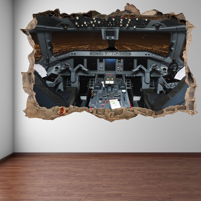 Airplane Cockpit Aircraft Wall Stickers Mural Decal Poster | Etsy