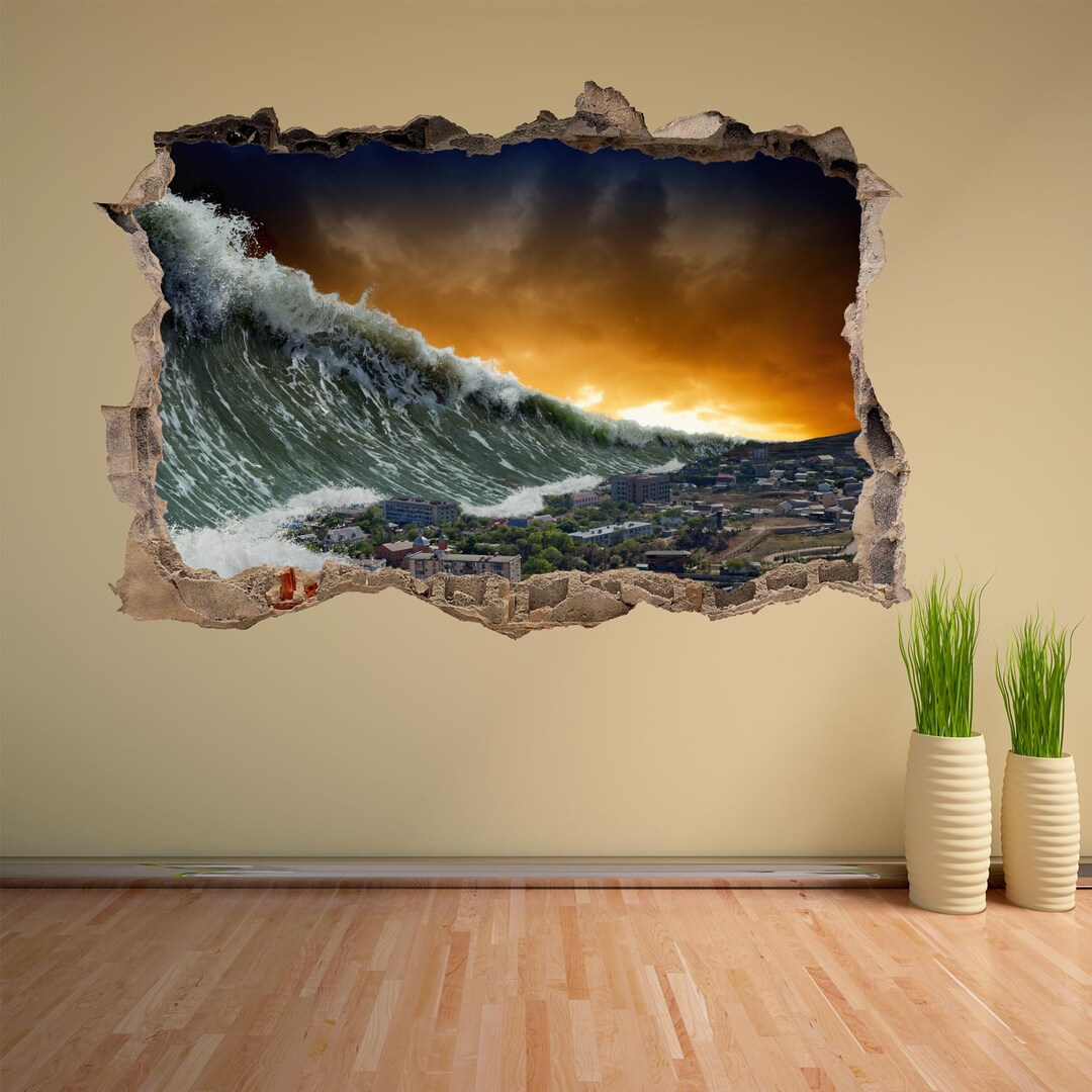 Tsunami Waves Wall Decal Sticker Mural Poster Print Art Home Office ...