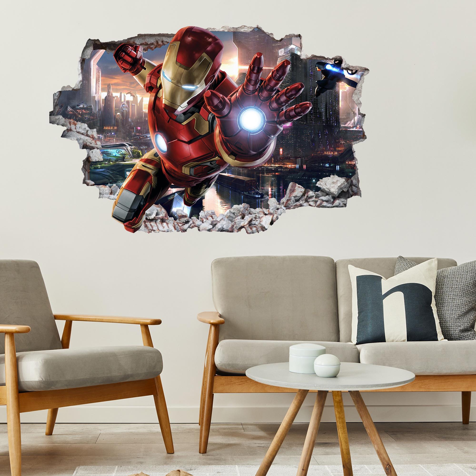 Iron Man Wall Decal Sticker for Kids Bedroom | Superhero Wall Art Mural ...