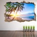 Caribbean Tropical Beach Palm Tree Sunset Wall Sticker Mural Decal ...