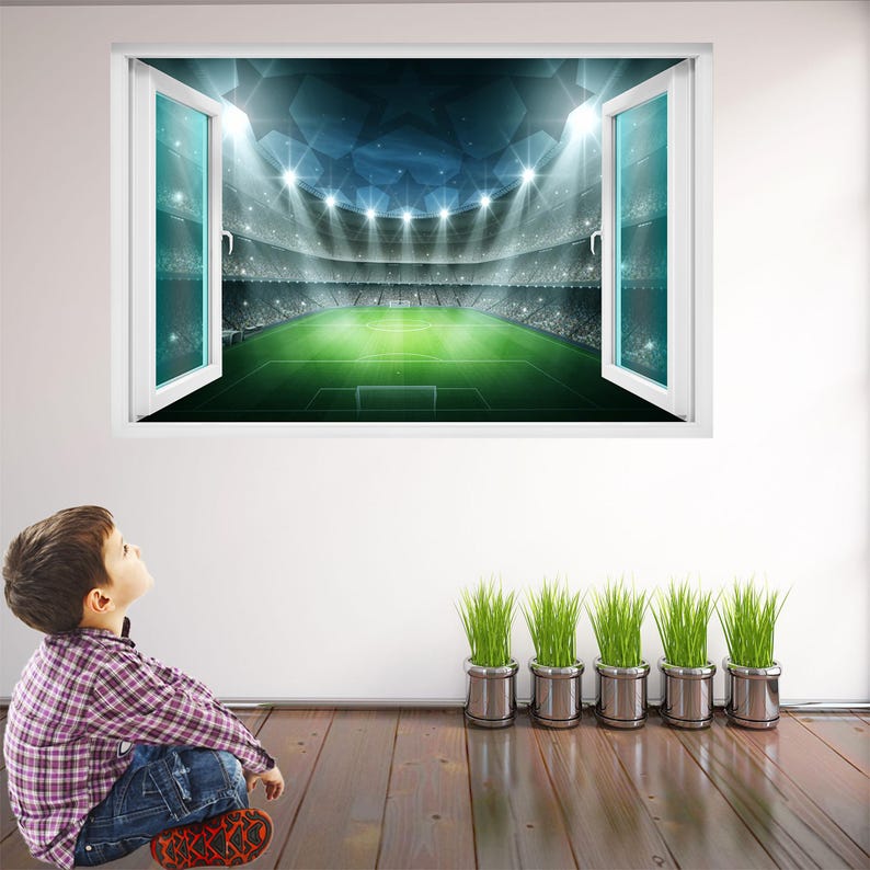 Football Stadium Arena Wall Decal Sticker Mural Print Art Kids Bedroom ...