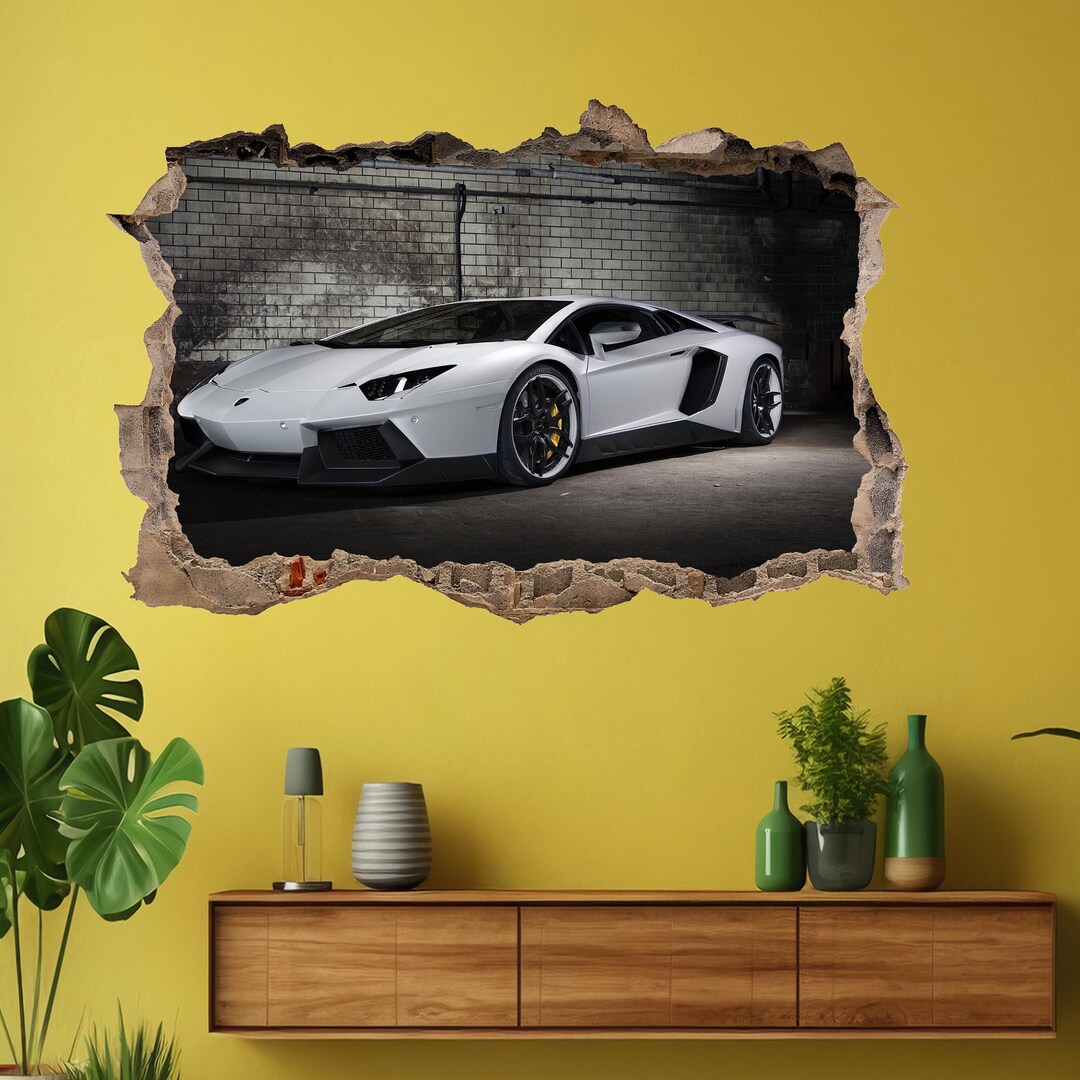 Supercar White Sports Car Wall Sticker Mural Decal Poster Print Art ...