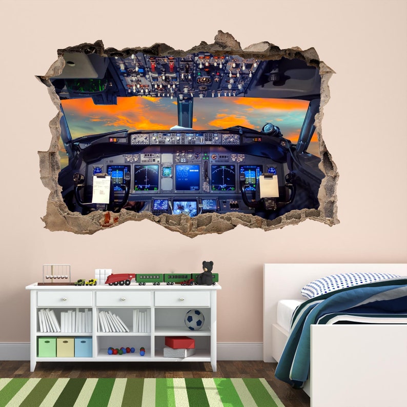 Airplane Cockpit Aircraft Wall Stickers Mural Decal Poster Print Art ...