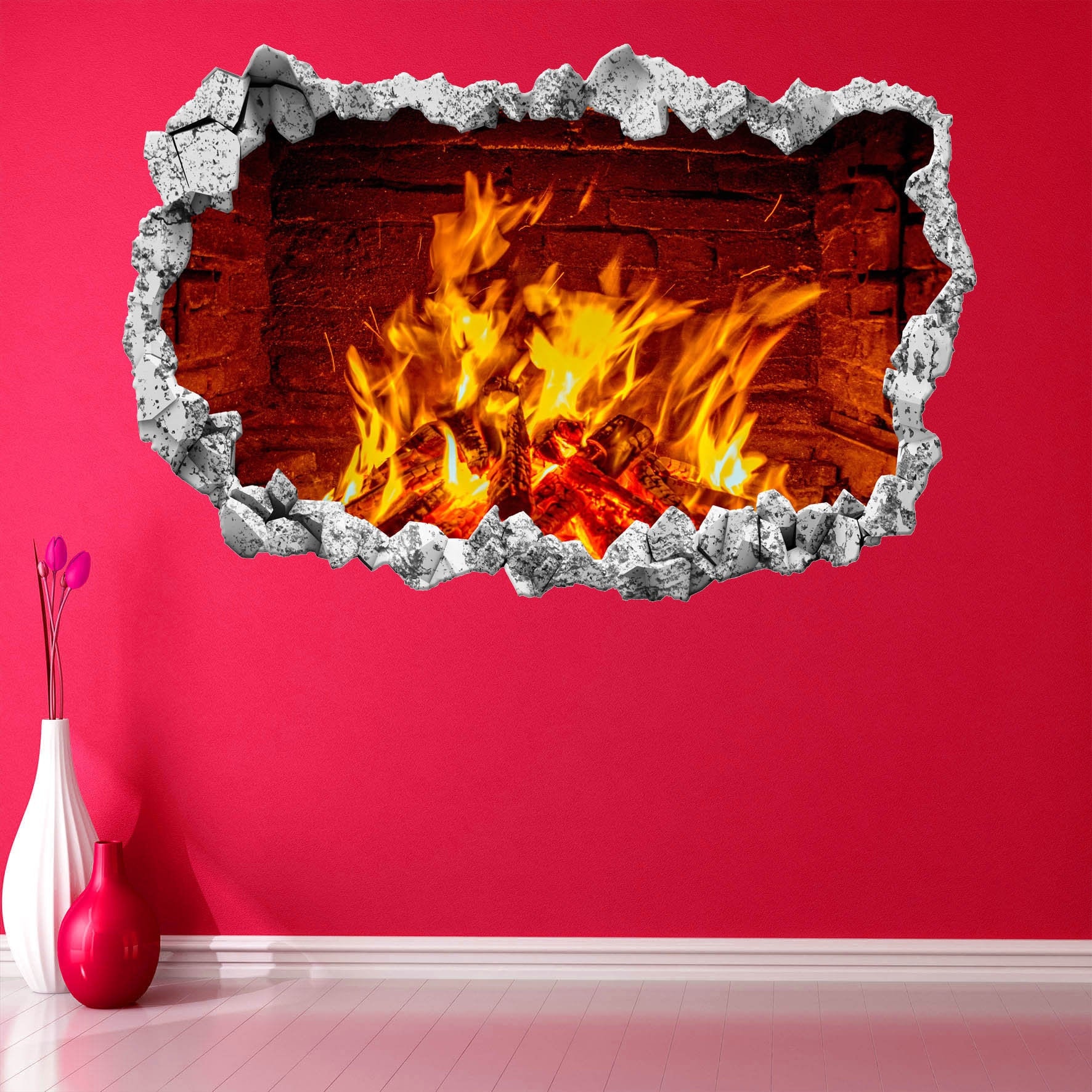Fireplace Flame Wall Decal Sticker Mural Poster Print Art Home - Etsy ...