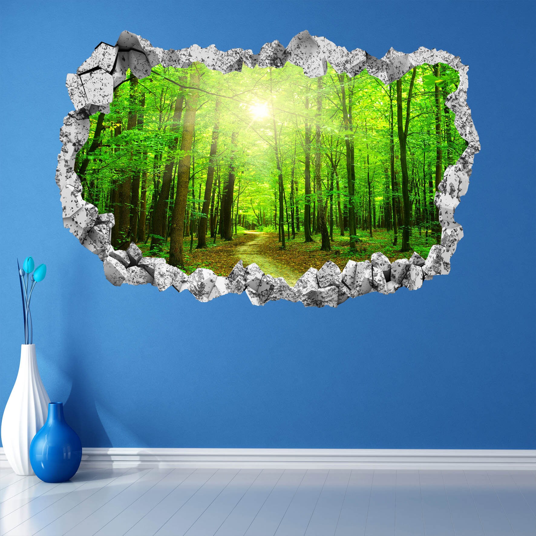 Forest Path Trees Nature Wall Sticker Mural Decal Poster Print | Etsy