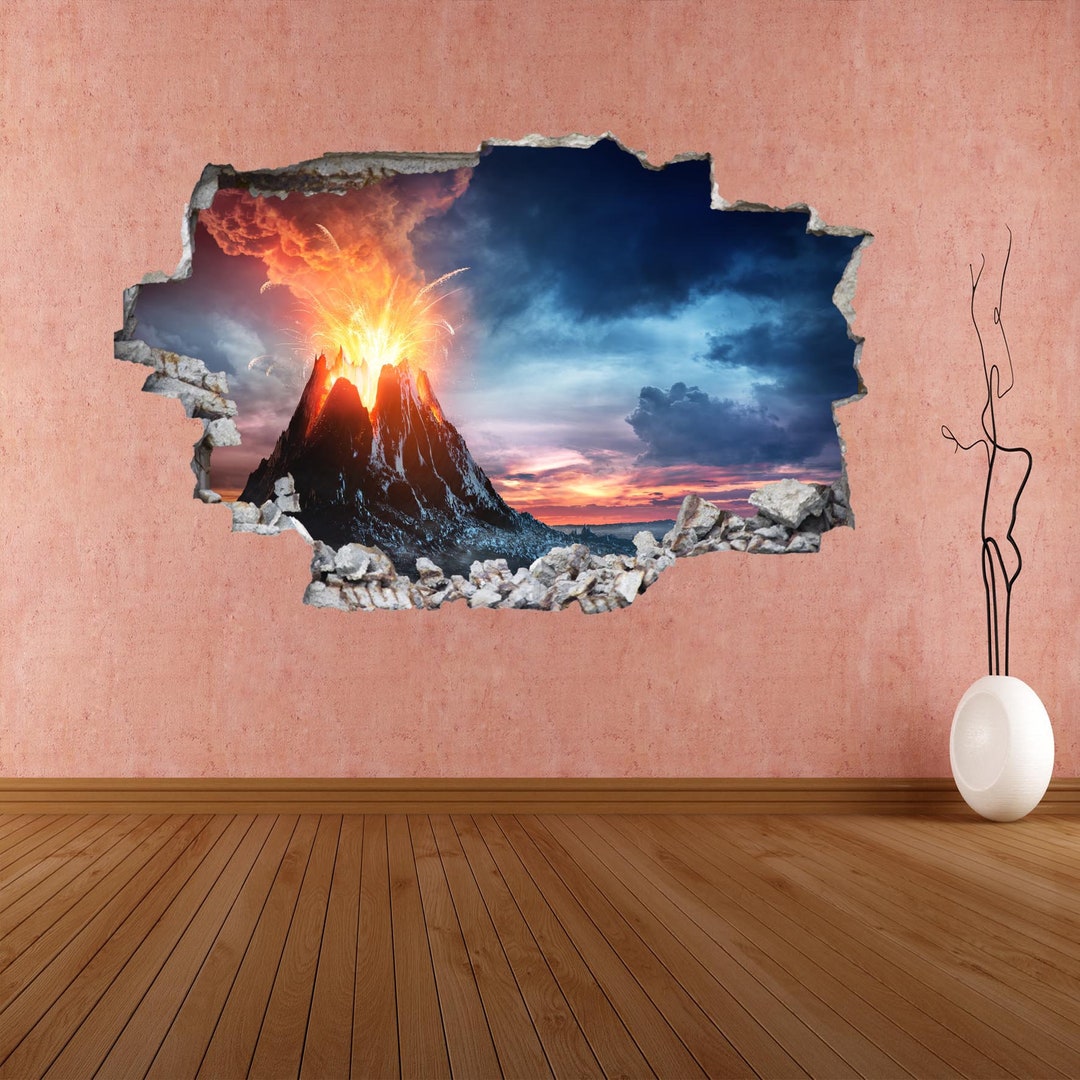 Volcano Eruption Wall Decal Sticker Mural Poster Print Art Home Office ...