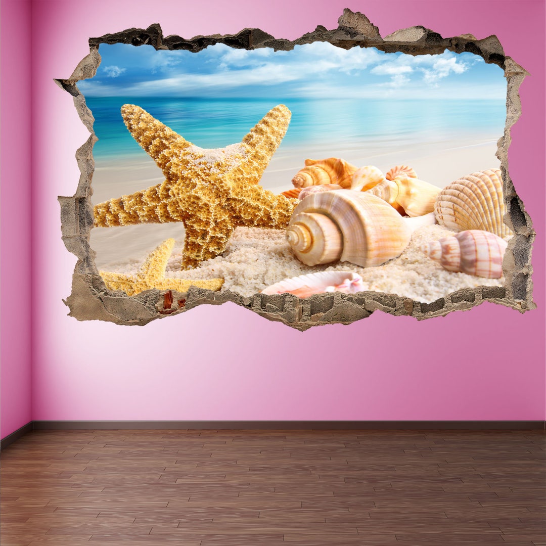 Seashell Starfish Beach Wall Decal Sticker Mural Poster Print Art Home ...