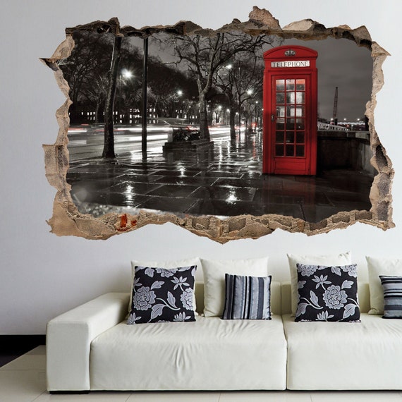 Red Phone Box Booth London Wall Decal Sticker Mural Poster - Etsy