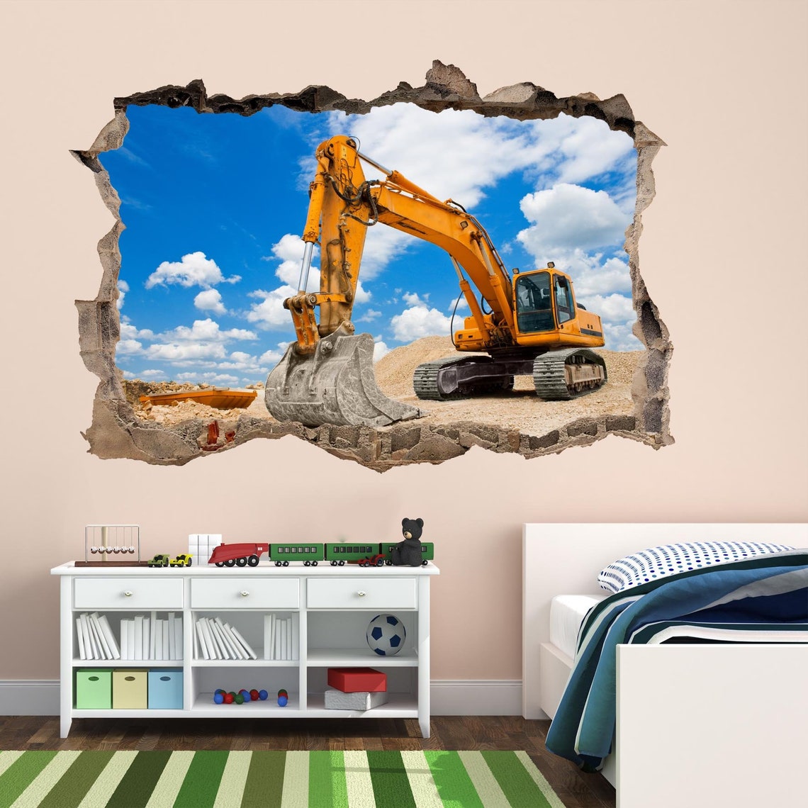 Excavator Construction Equipment Work Machine Wall Sticker Mural Decal ...