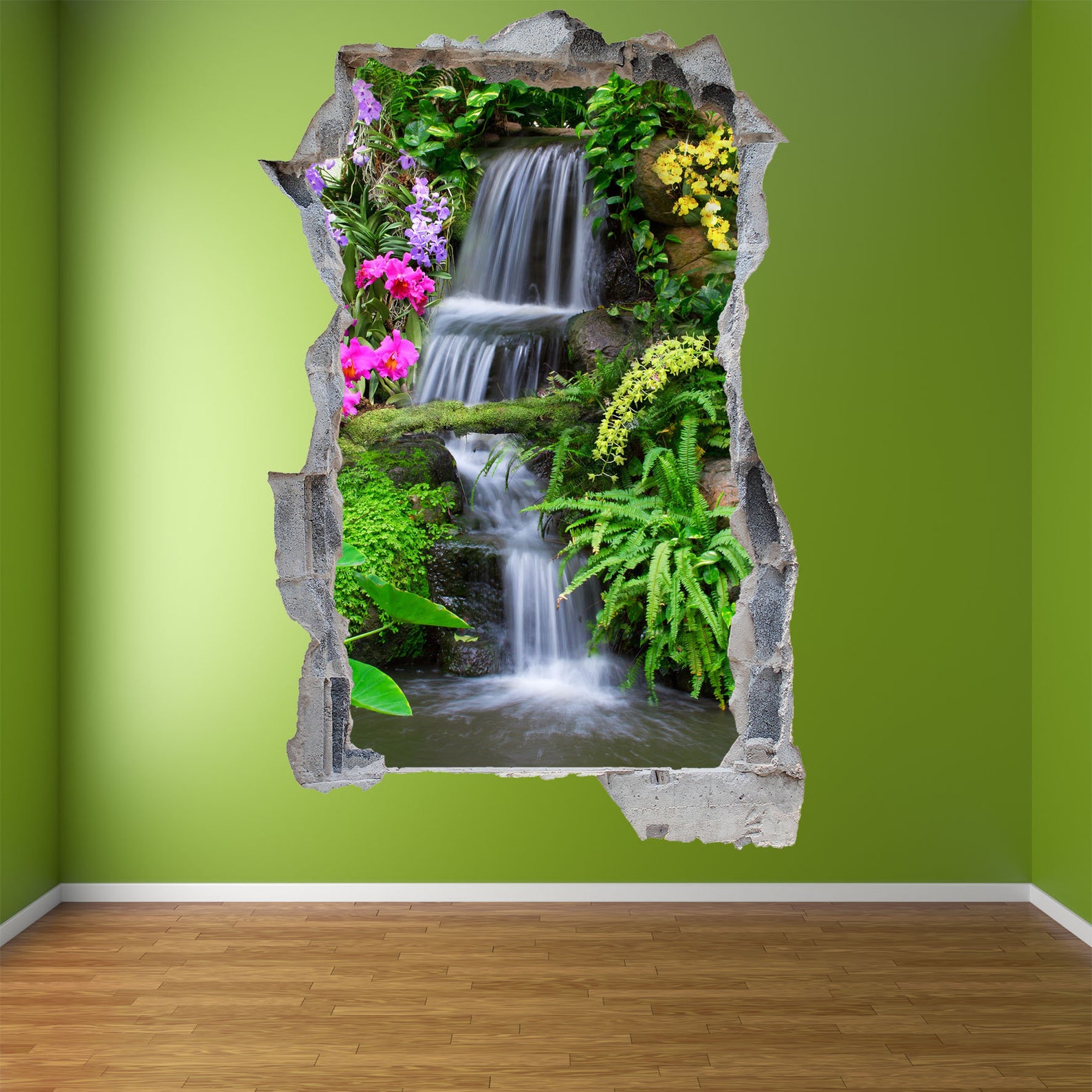 Waterfall Flowers Wall Decal Sticker Mural Poster Print Art Home Kids ...