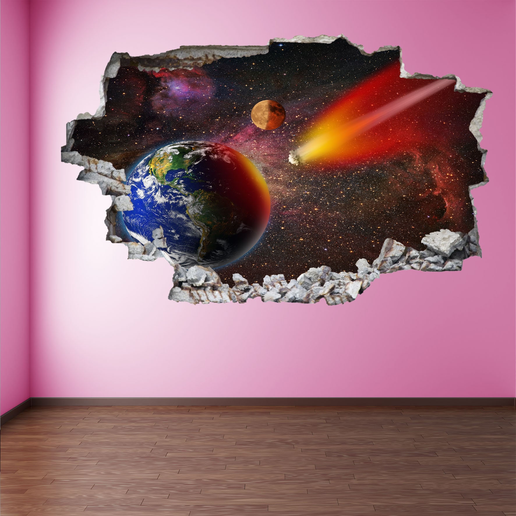 Space Earth Asteroid Stars Wall Decal Sticker Mural Print Art - Etsy