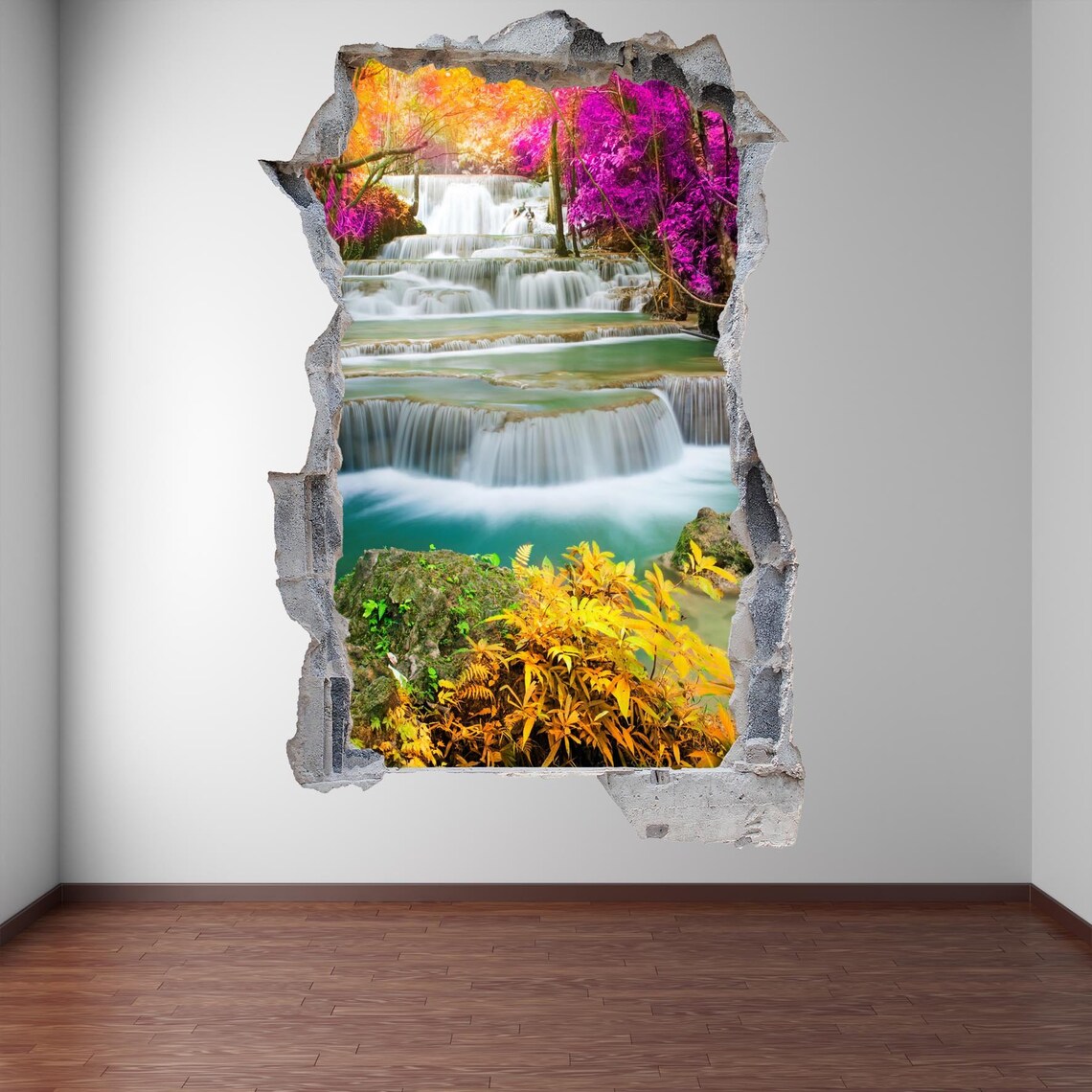 Waterfall Colourfull Trees Wall Sticker Mural Decal Poster Print Art ...