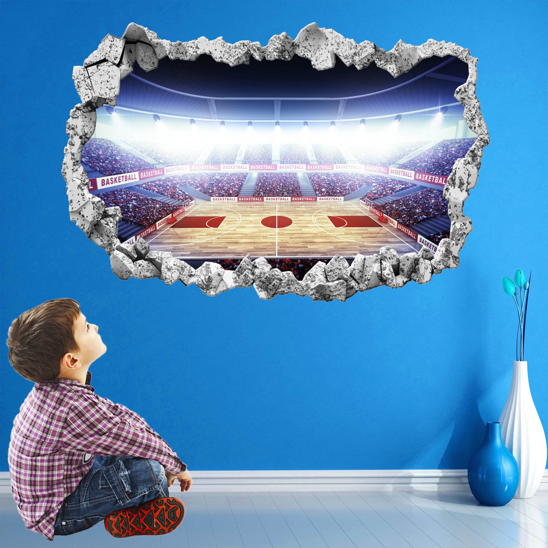 Basketball Court Arena Sports Wall Decal Sticker Mural Print Art Kids ...