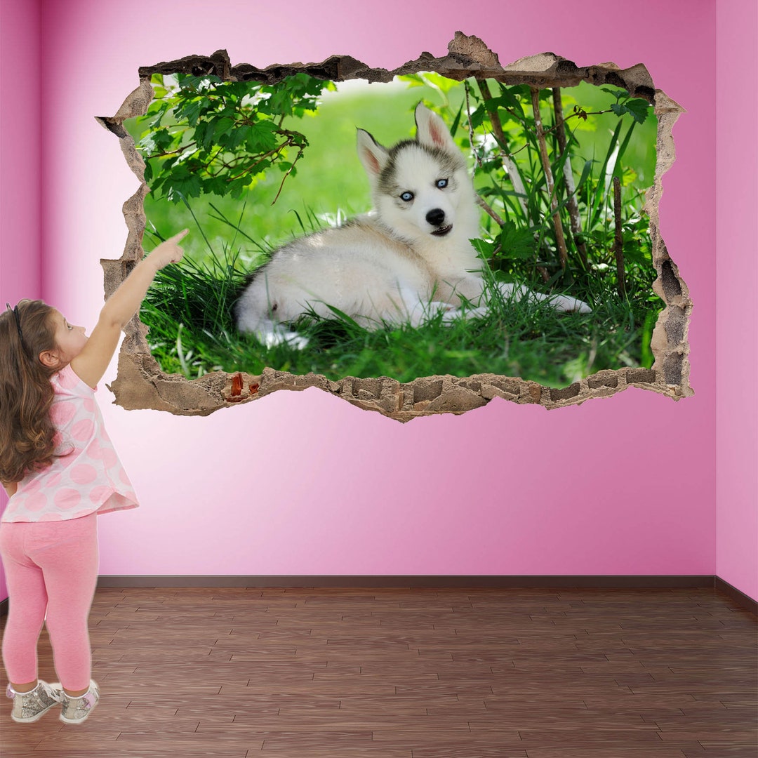 Siberian Husky Puppy Dog Wall Decal Sticker Mural Poster Print Art Kids ...