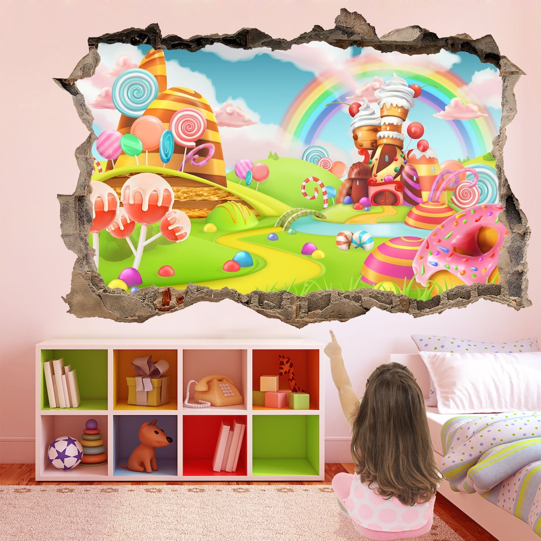 Candy Land Rainbow Sweet Wall Decal Sticker Mural Poster Print Art Kids ...