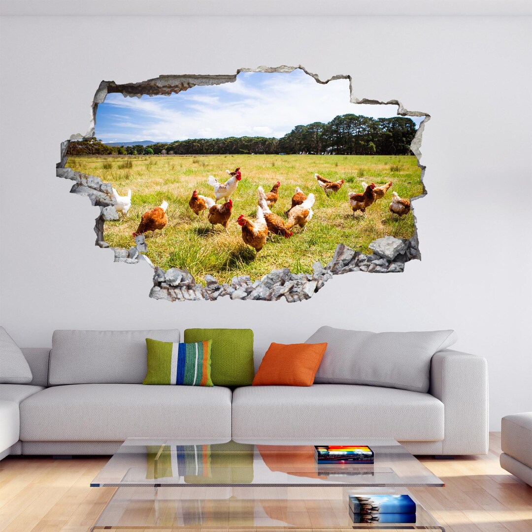 Chicken Flock Poultry Wall Decal Sticker Mural Poster Print Art Farm ...
