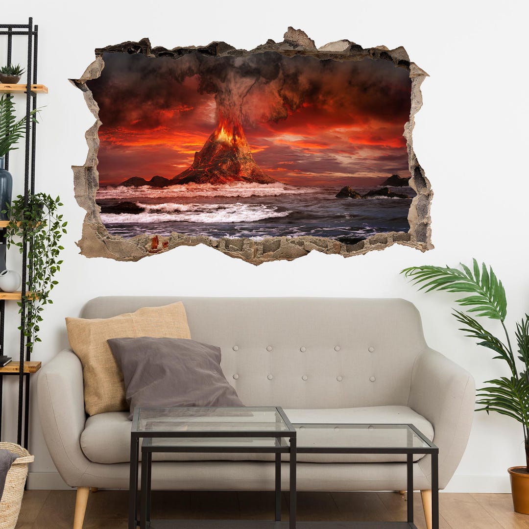 Volcano Eruption Wall Decal Sticker Mural Poster Print Art Home Office ...