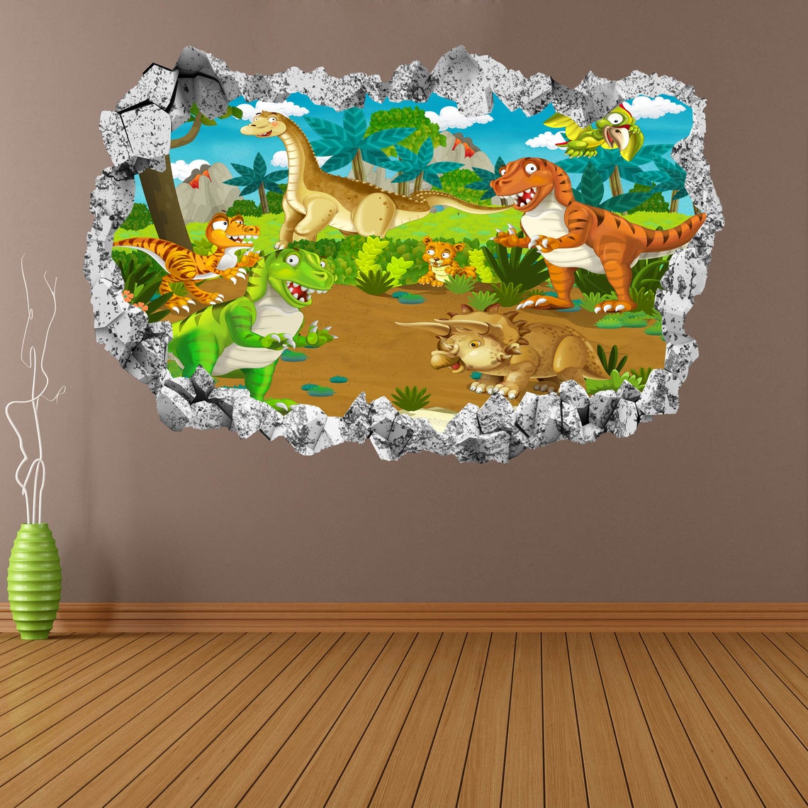 Cartoon Dinosaurs Wall Decal Sticker Mural Print Art Kids Boys Bedroom ...