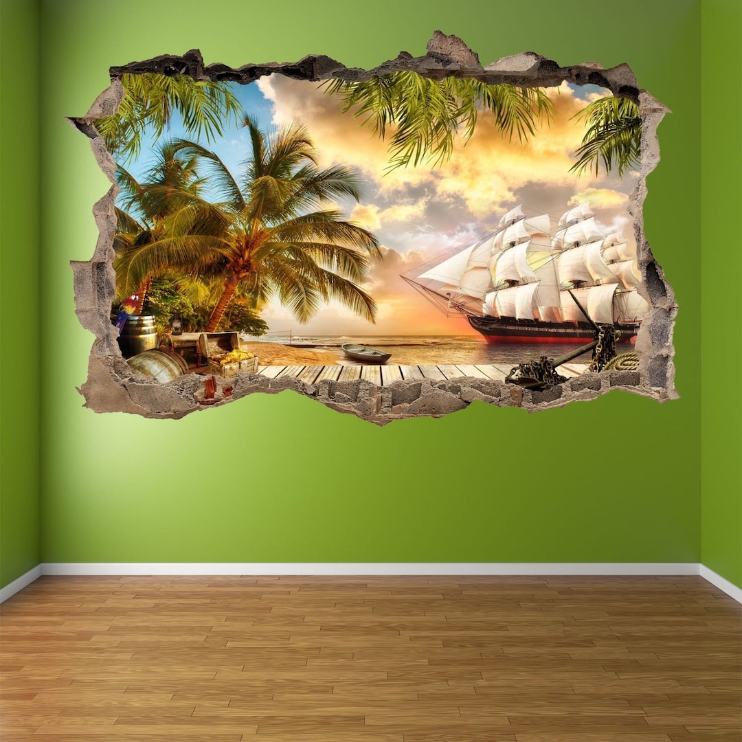 Pirate Ship Treasure Island Wall Sticker Mural Decal Poster Print Art ...