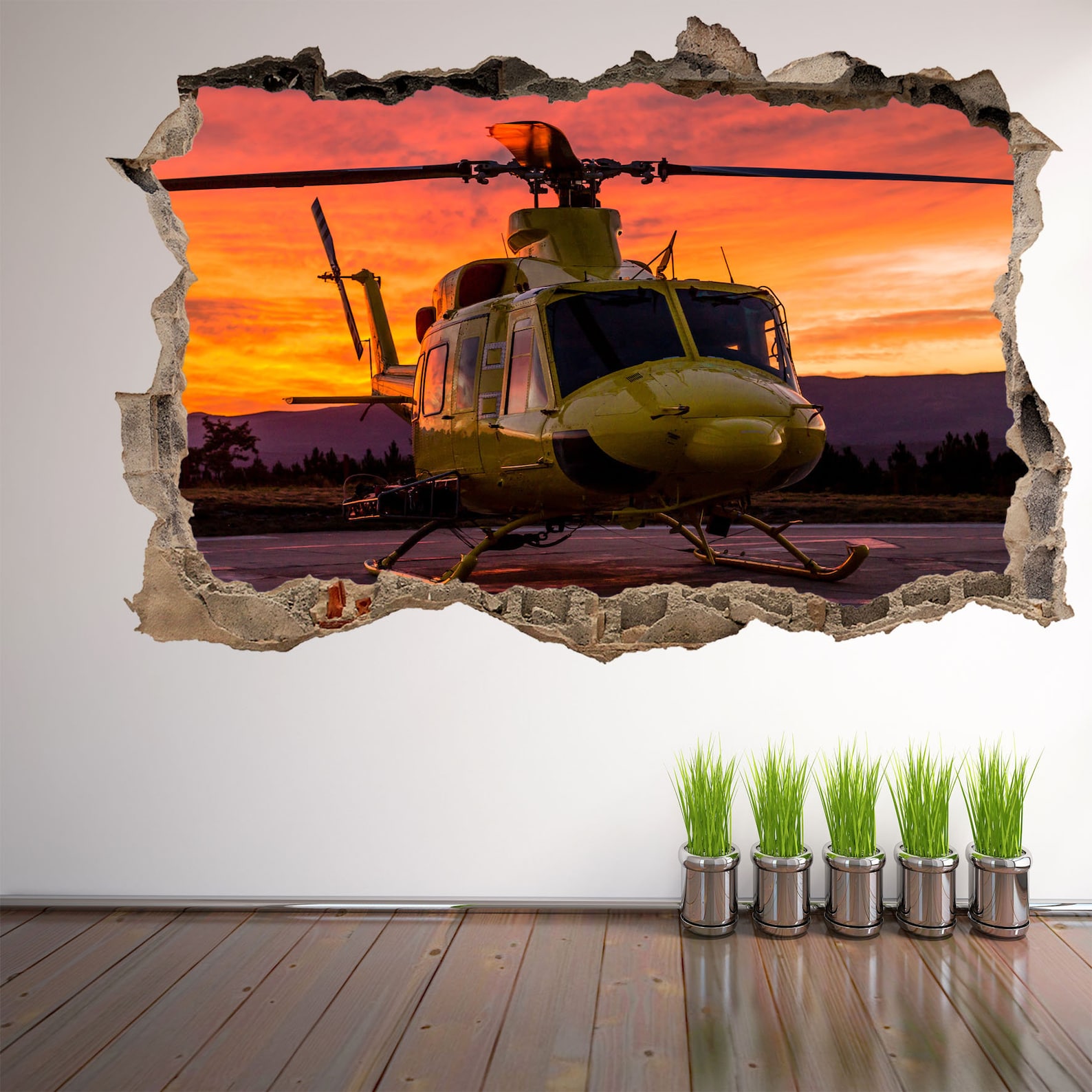 Helicopter Wall Decal Sticker Mural Poster Print Art Kids Bedroom Home ...