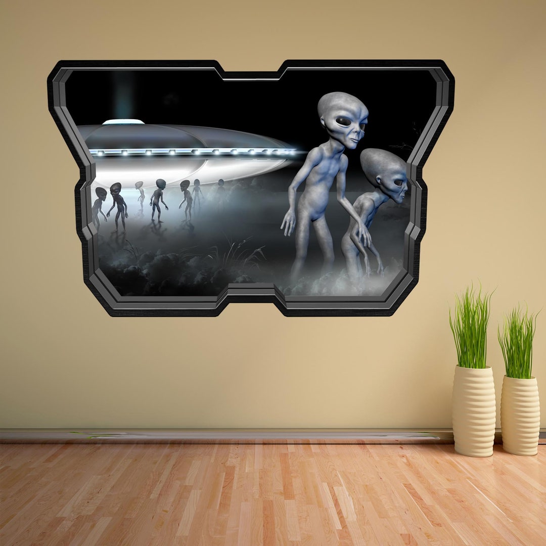 Aliens Spaceship UFO Wall Decal Sticker Mural Poster Print Art Kids ...