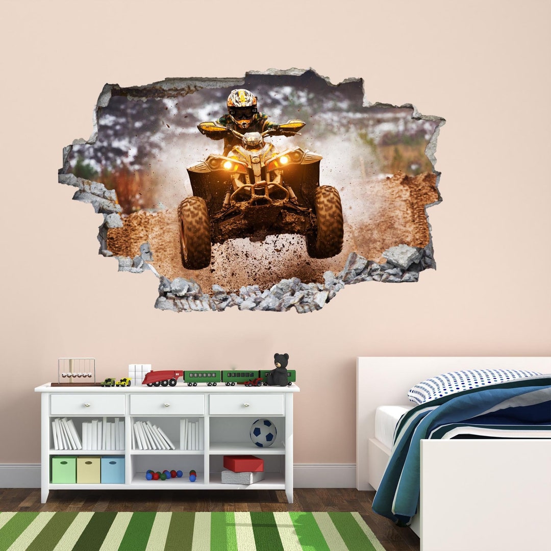 Off Road Quad Bike Wall Decal Sticker Mural Print Art Home Office Decor ...