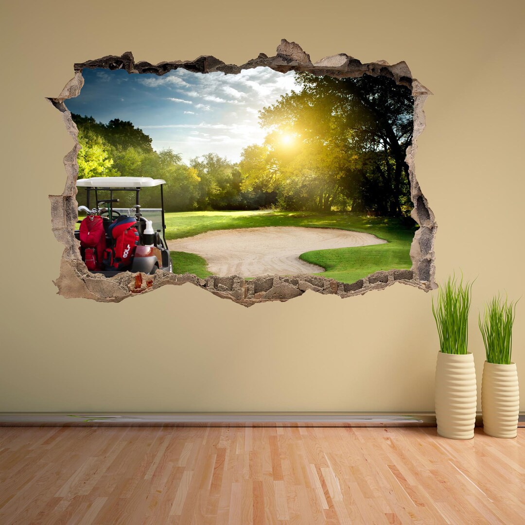 Golf Course Buggy Bunker Trees Wall Decal Sticker Mural Poster Print ...