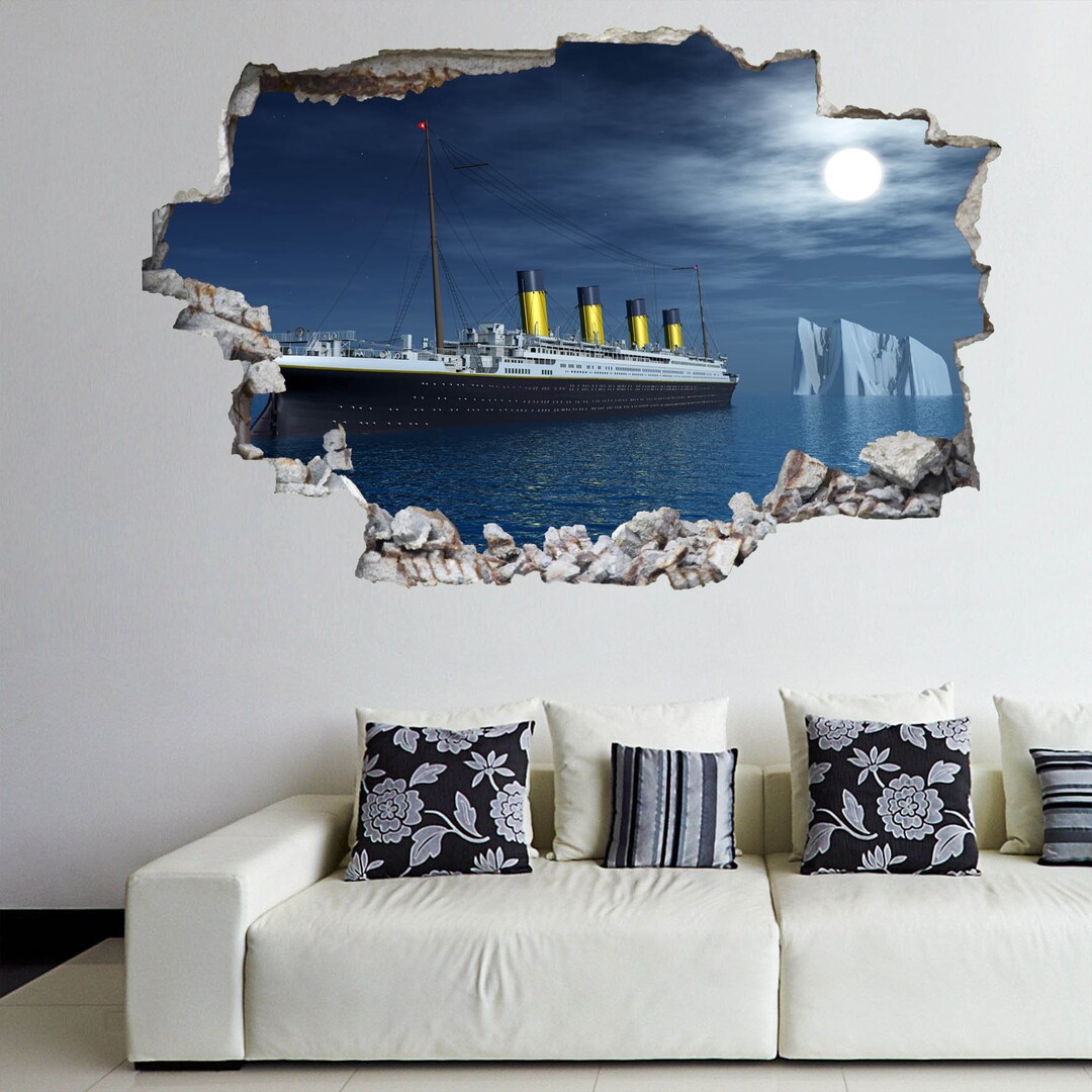 Titanic Iceberg Wall Sticker Mural Decal Print Art Moon Ocean Passenger ...