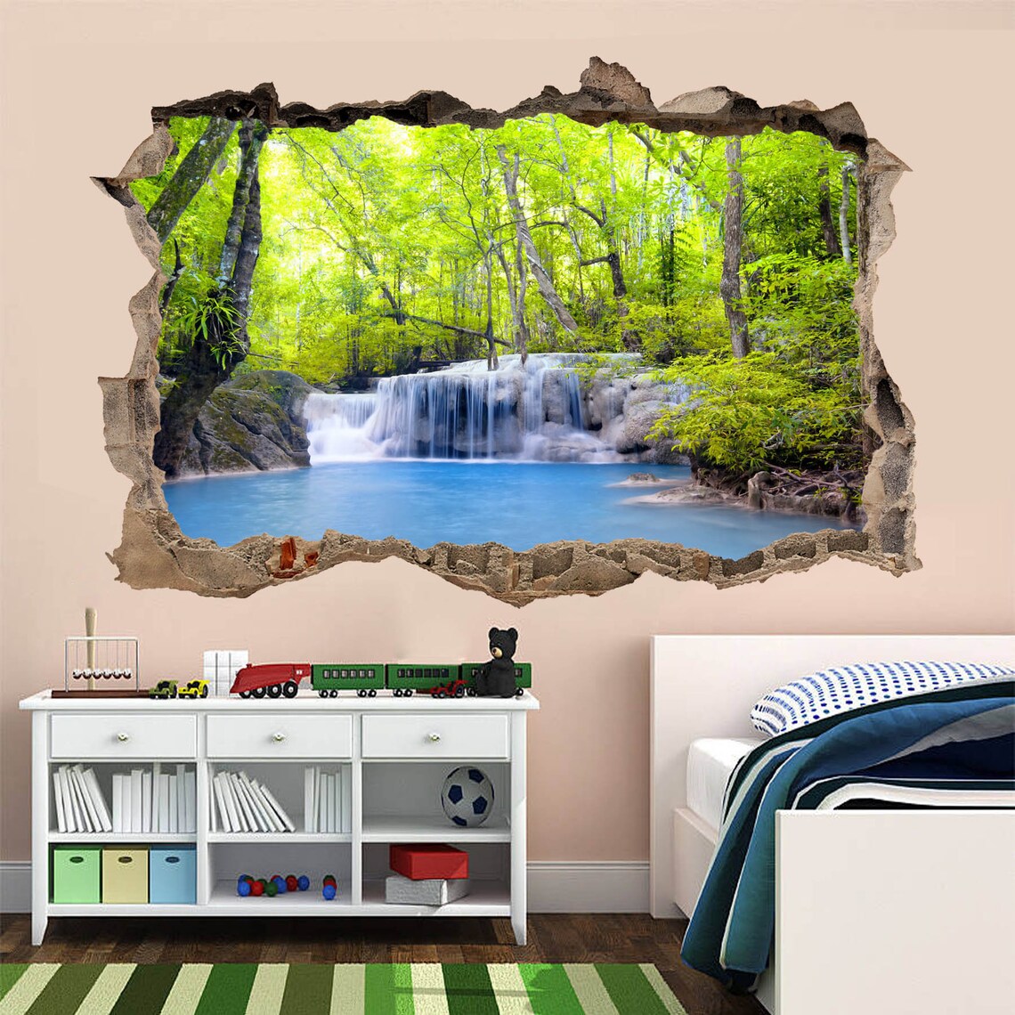 Waterfall Forest Wall Decal Sticker Mural Poster Print Art - Etsy