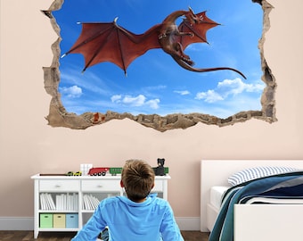 Dragon Fantasy Castle Wall Sticker Mural Decal Print Art Kids | Etsy